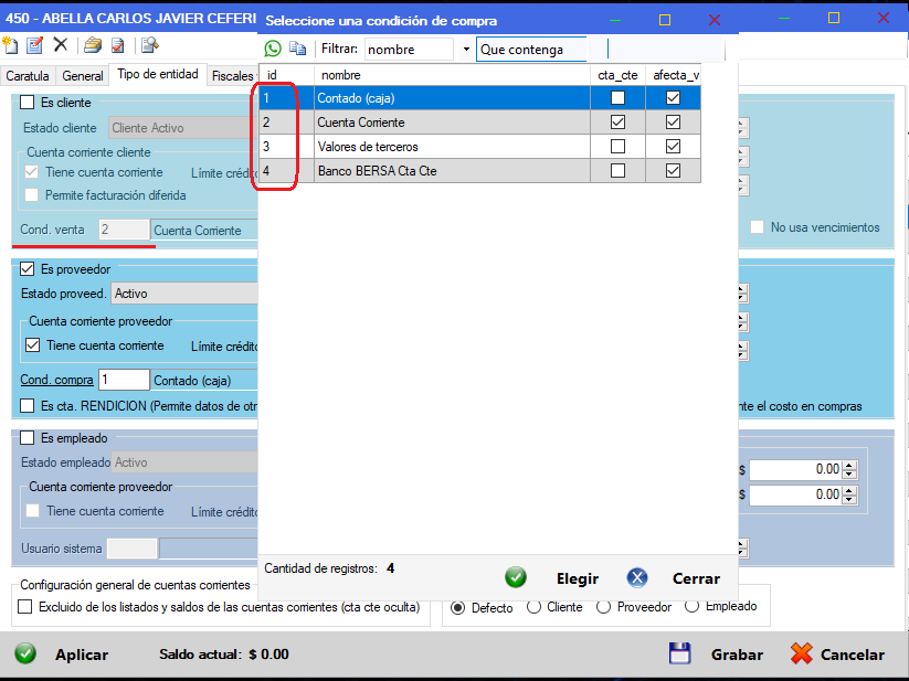 Compras: Configuración condiciones de compras y ventas
